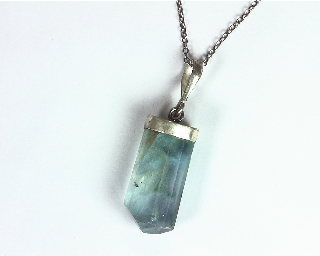 Fluorite Natural Genuine Gemstone Crystal Sterling Silver Pendent PSS ...