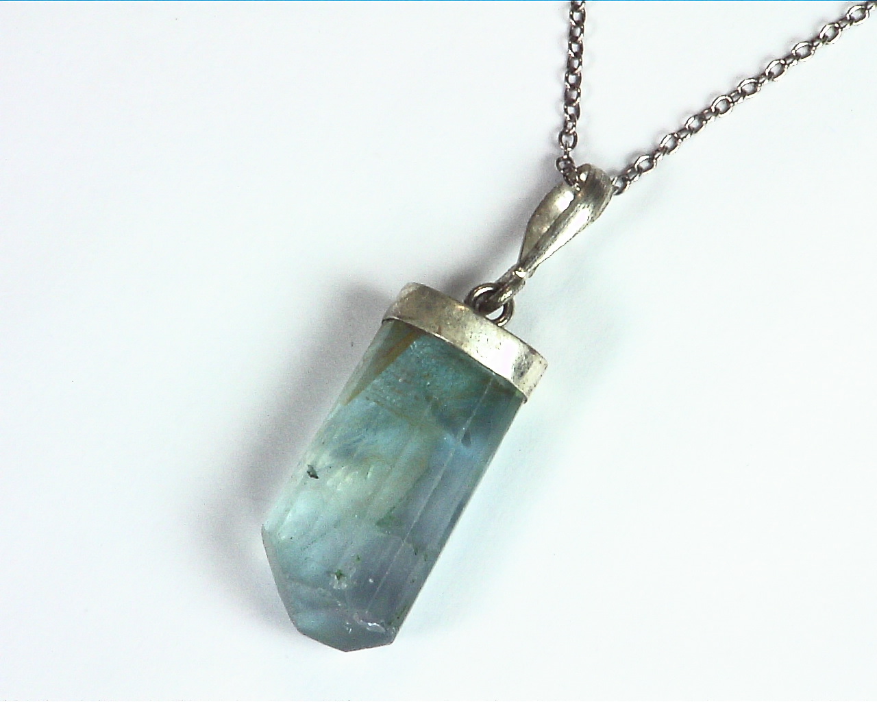 Fluorite Natural Genuine Gemstone Crystal Sterling Silver Pendent PSS ...