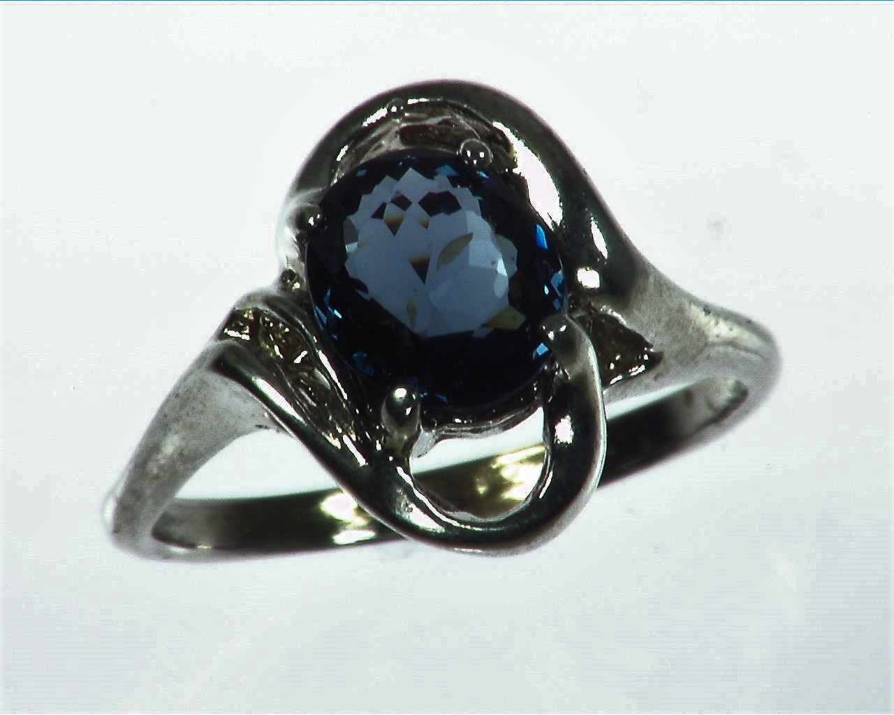 Blue Spinel (Sri Lankan) Genuine Gemstone in Sterling Silver Ring ...